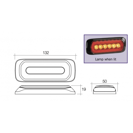 LIGHTING 6 X 1WATT RED OUTLINE LED MULTIPLE SURFACE STROBE AMBER FLASH ...