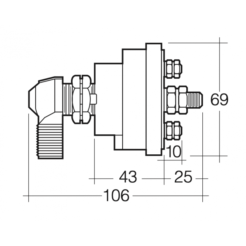 BATTERY ISOLATOR ON-OFF SWITCH LEVER TYPE WITH INDEXING POST AND FIELD ...