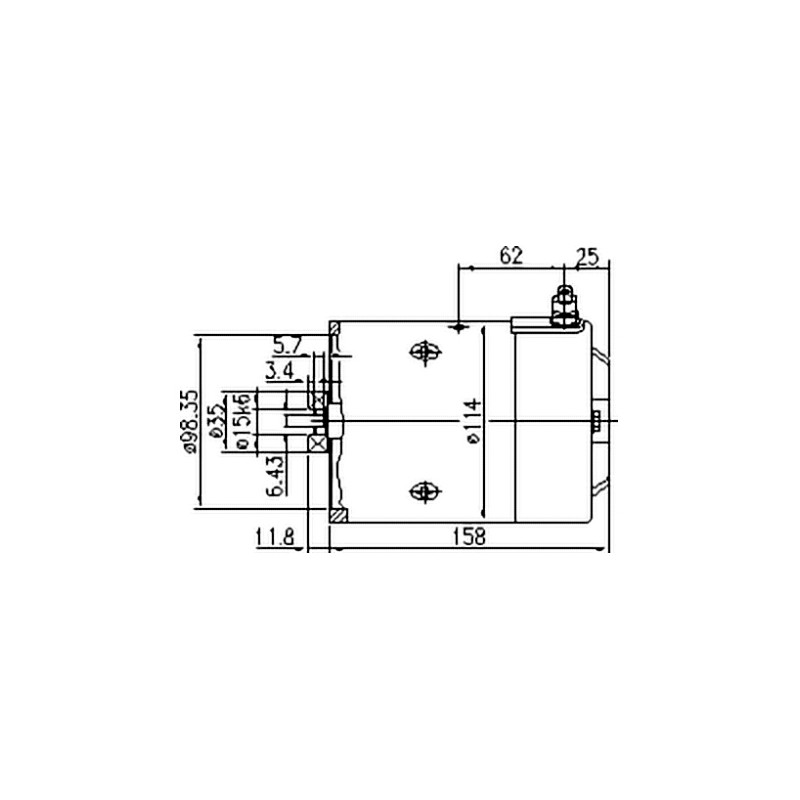 ROTATING DC MOTOR 12 VOLT 1.6KW CCW FEMALE SLOT DRIVE SHAFT