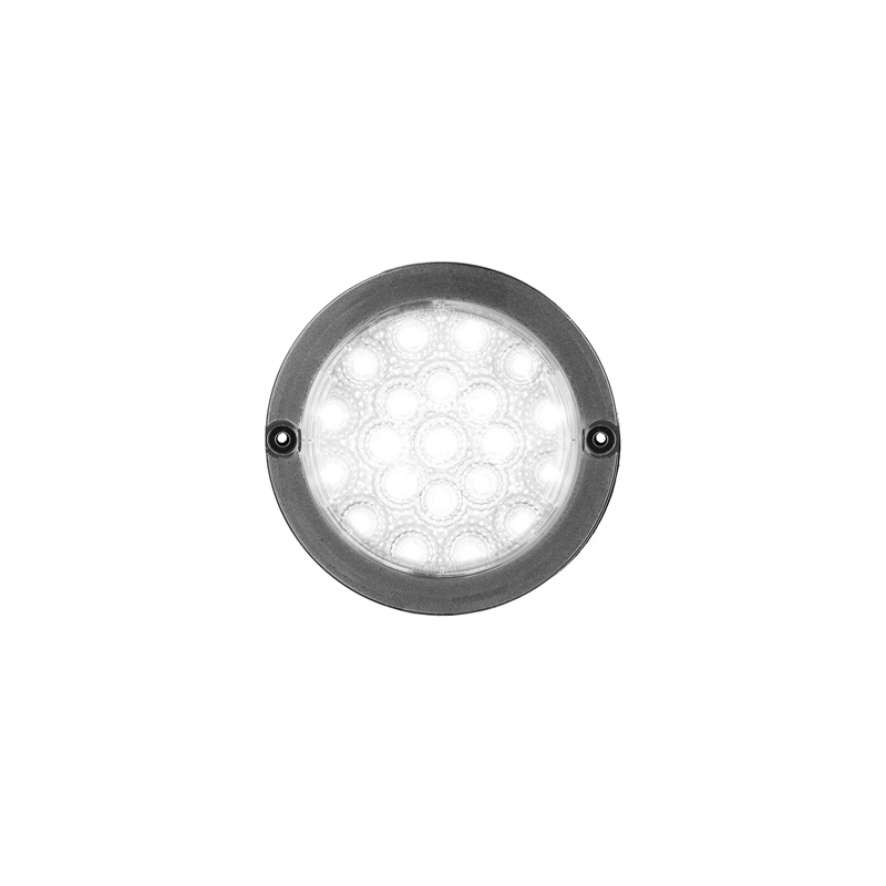 LIGHT LED AUTOLAMPS BLACK CHROME ROUND REVERSE LAMP WITH CLE