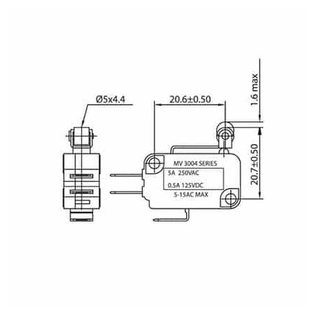 ELECTRICAL SWITCHES MICRO SWITCH SHORT LEVER WITH ROLLER 12 VOLT 3AMP ...